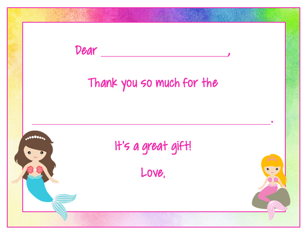 Fill-in-the-Blank Thank You Notes - Mermaid V4 – Puttart.com